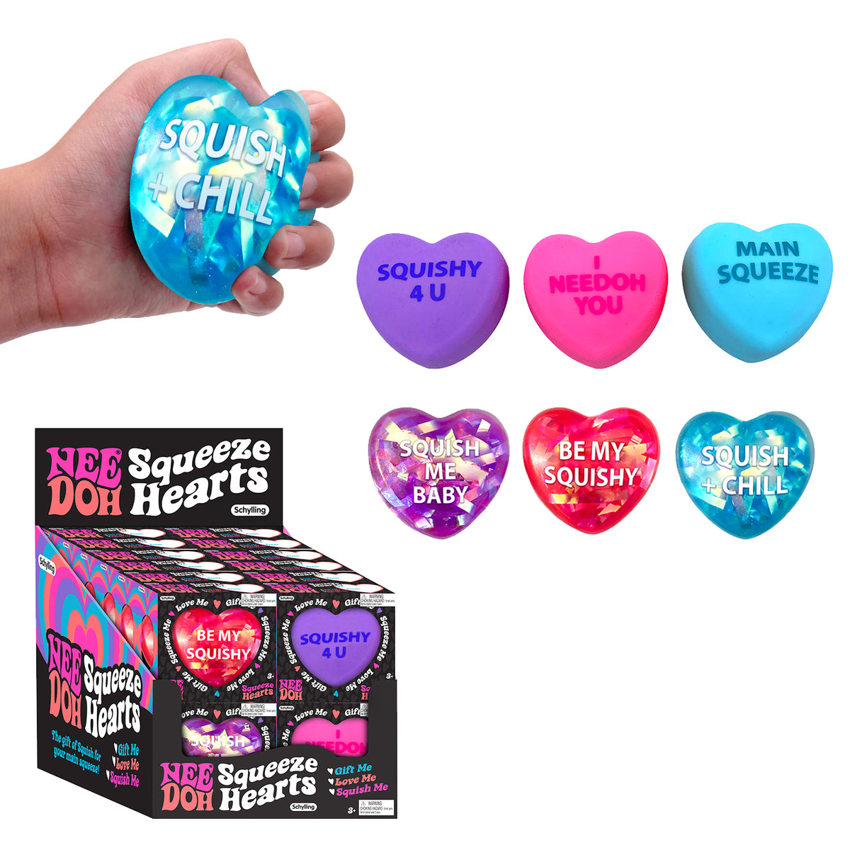 Schylling Nee Doh Squeeze Hearts – Valentine’s Day Squishy Fun